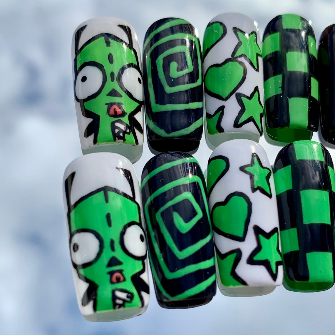 Invader Zim Press Ons | Gir Nails | Y2K Nails | Cute Press on Nails ...