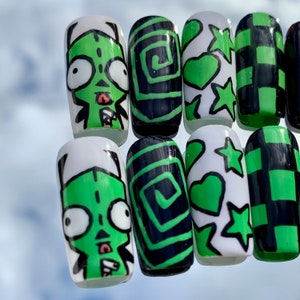 Invader Zim Press Ons | Gir Nails | Y2K Nails | Cute Press on Nails ...