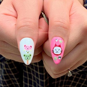 Totoro & Rilakkuma Mochi Swirls | Totoro Nails | Rilakkuma Nails ...