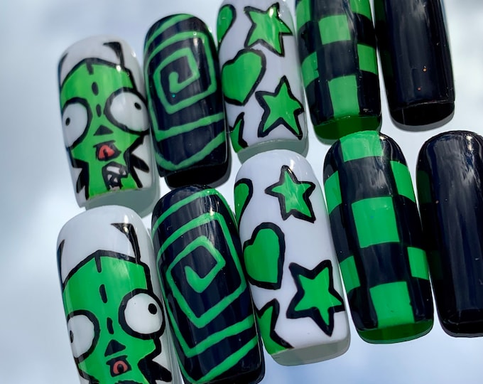 Invader Zim Press Ons | Gir Nails | Y2K Nails | Cute Press on Nails ...