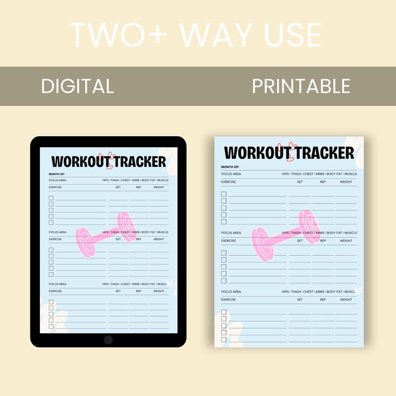 PRINTABLE WORKOUT TRACKER, Digital Workout Tracker, Fitness Tracker ...