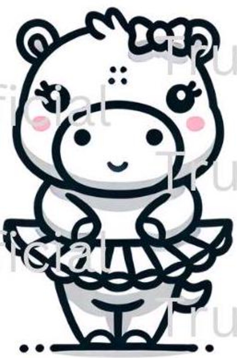 Cute Hippo Coloring Page – Printable Ballet Hippo in Tutu, Fun Animal ...