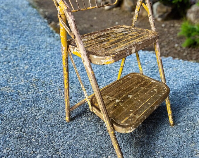 Vintage Metal Step Stool Rounded Back, Plant Stand, Decor - Etsy