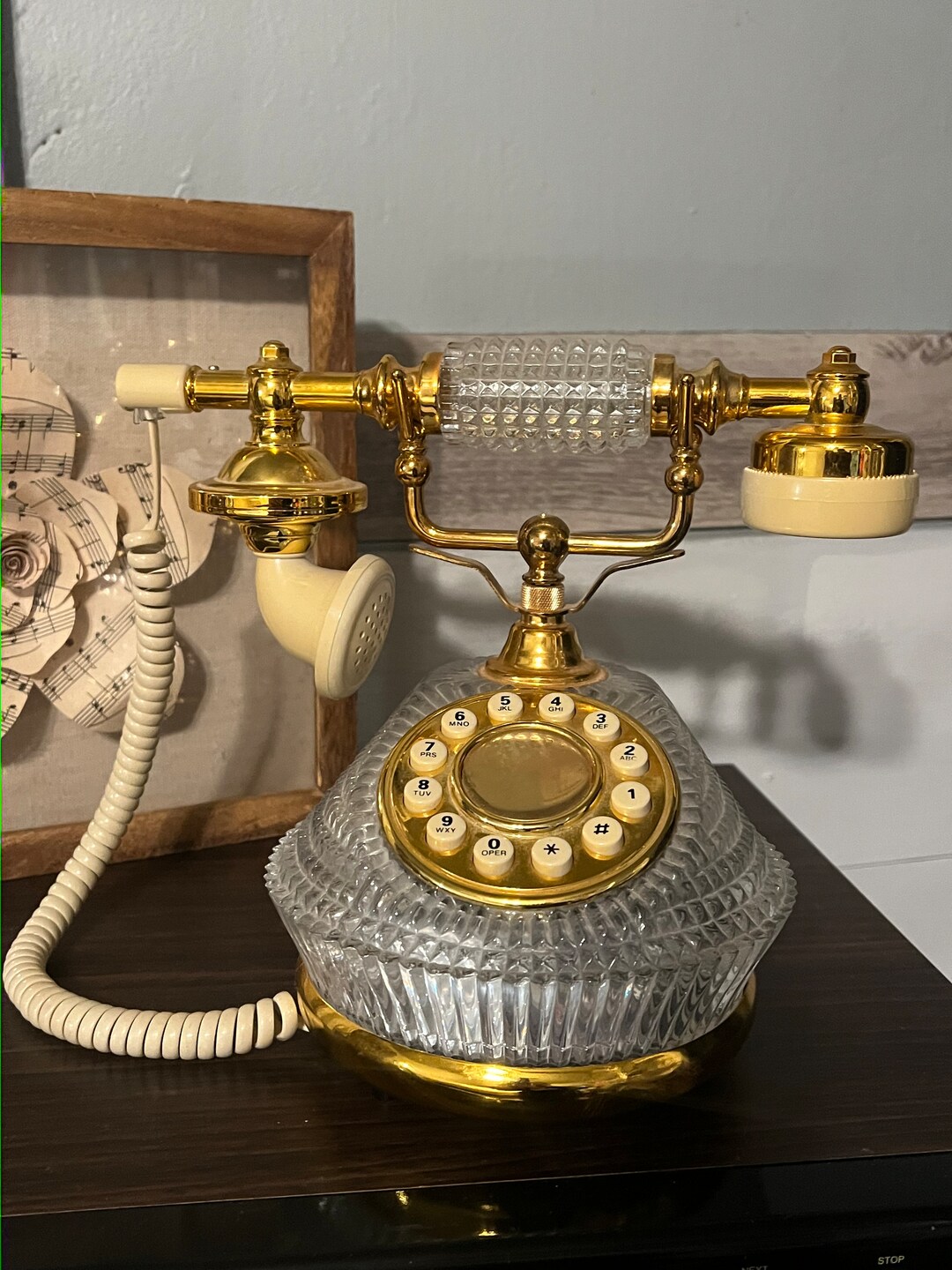 Vintage Crystal Glass and Gold 1970s Push Button Telephone - Etsy
