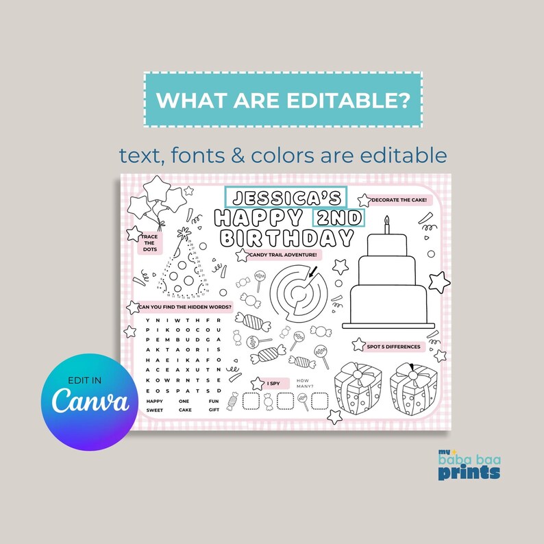 Girl Birthday Coloring Page for Kids - Printable Custom Birthday ...