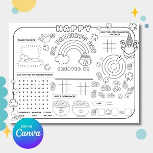 Instant Download St Patrick's Day Placemat for Kids - Printable St ...