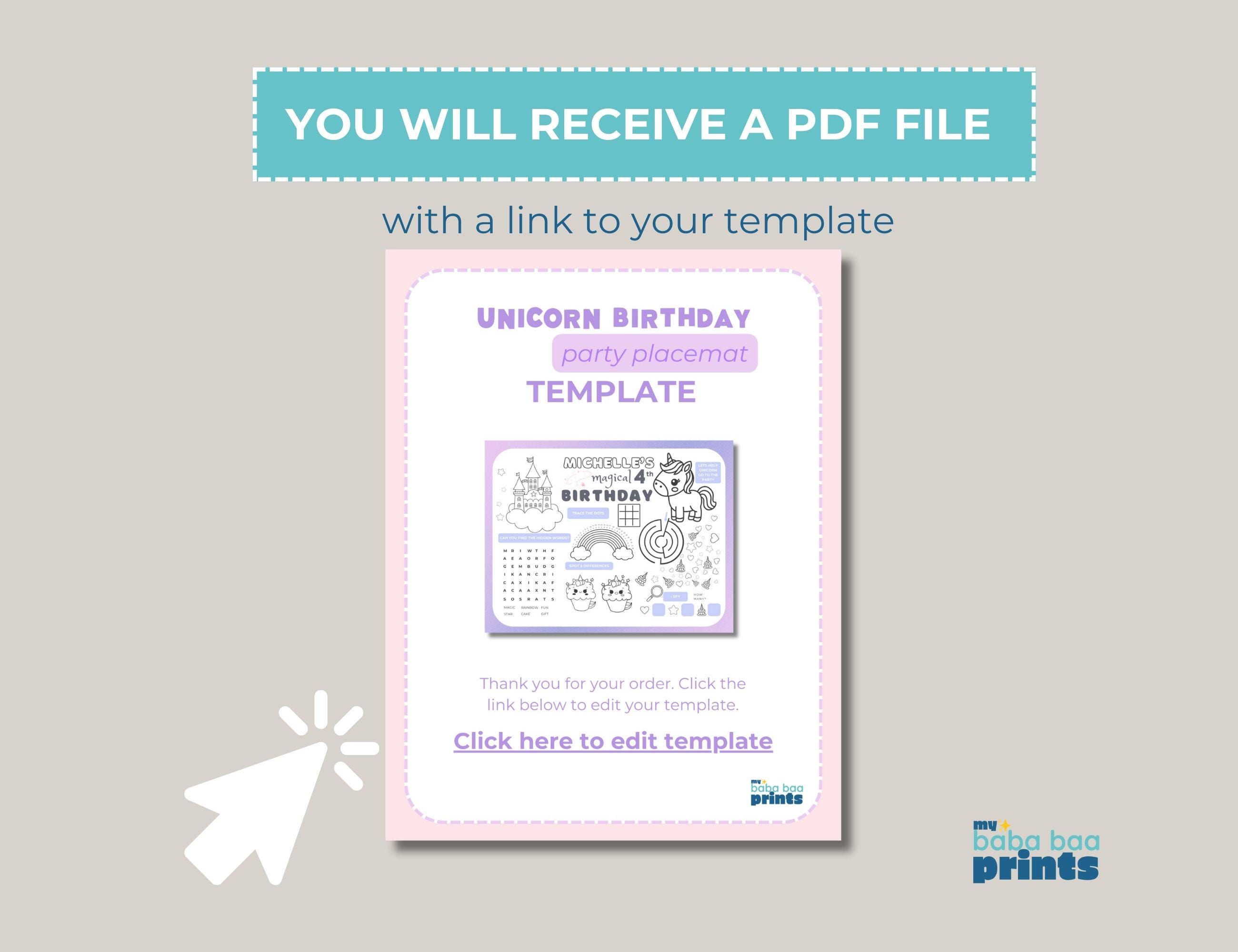 Editable Unicorn Birthday Printable, Unicorn Birthday Party Prop ...