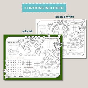 Instant Download St Patrick's Day Placemat for Kids - Printable St ...