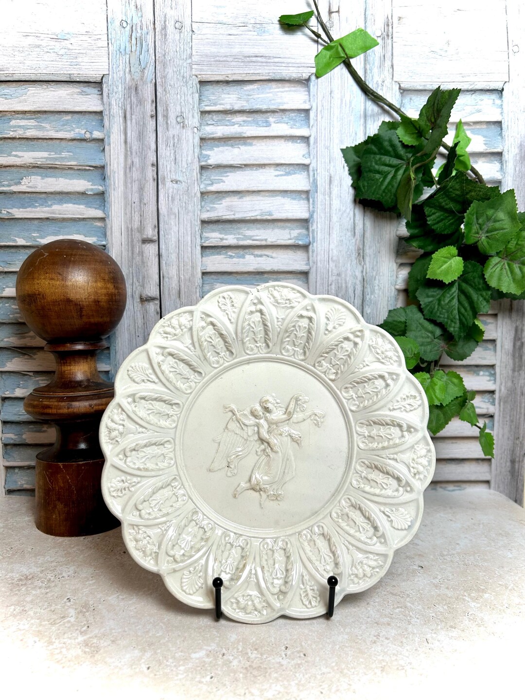 19th Century French Stoneware Angel Plate - Etsy