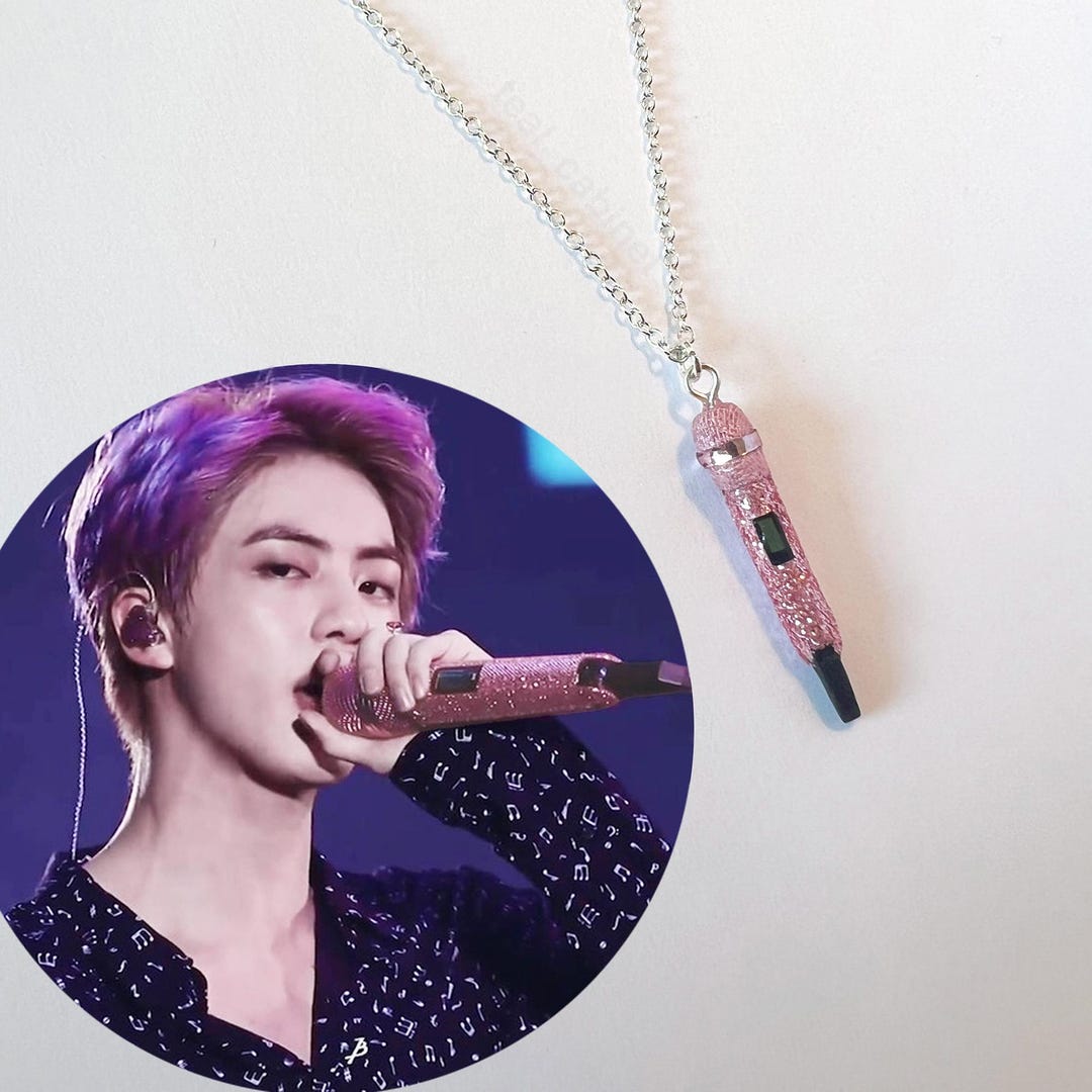 BTS JIN Inspired Necklace With Mini Microphone Pendant - Etsy