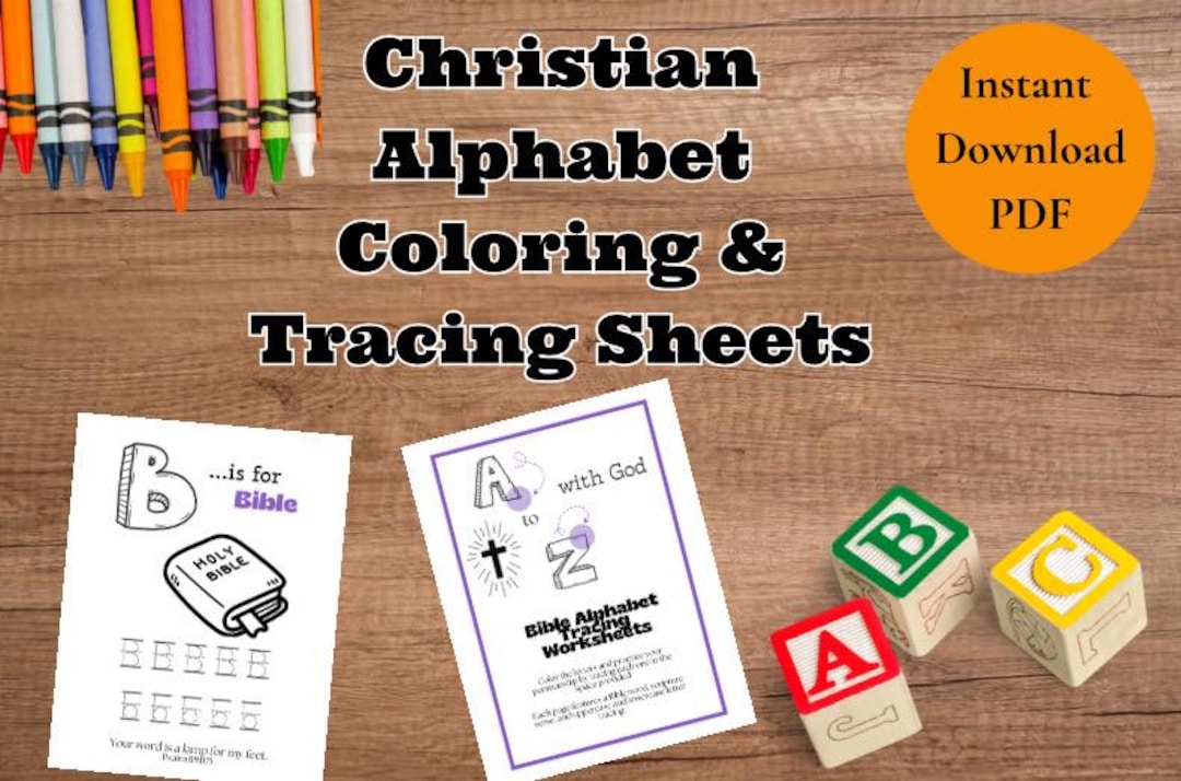 Christian Alphabet Tracing Coloring Pages: Bible Verse Worksheets ...