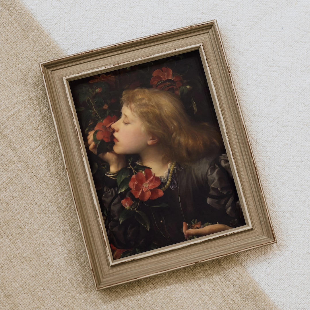 Antique Portrait of Woman Smelling Roses - Classical Fine Art - Ophelia ...