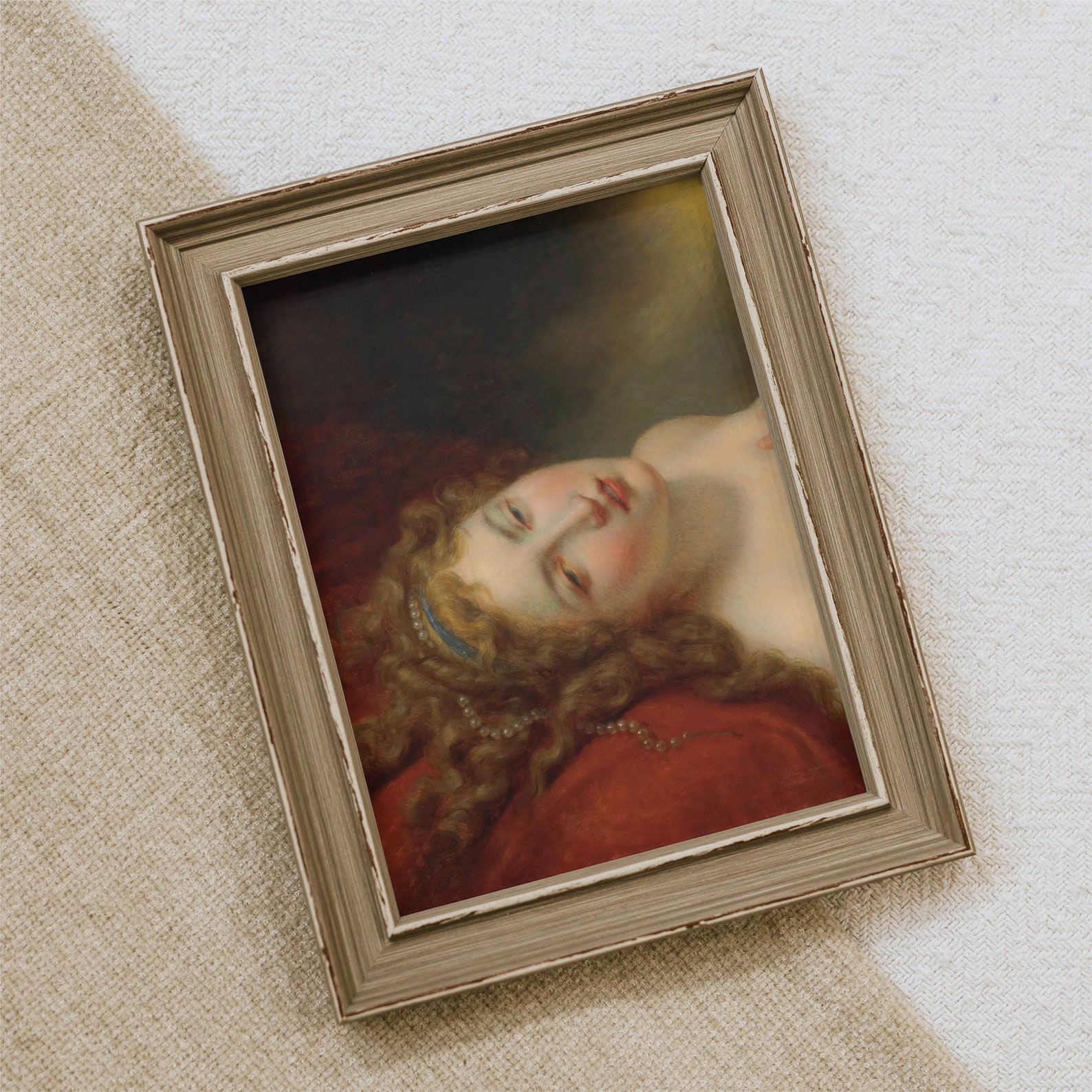 Print of Beautiful Greek Woman Reclining in Red Blanket - Victorian Era ...