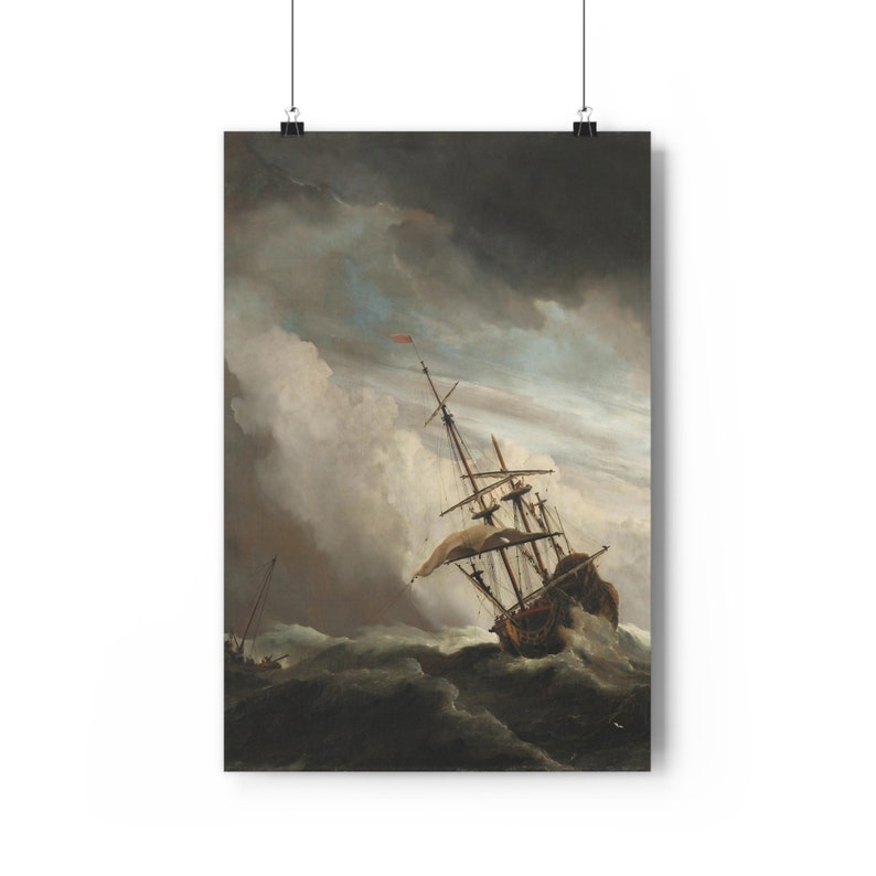 Ship on High Seas Victorian Gothic Oil Painting - Seascape Print - Ship ...