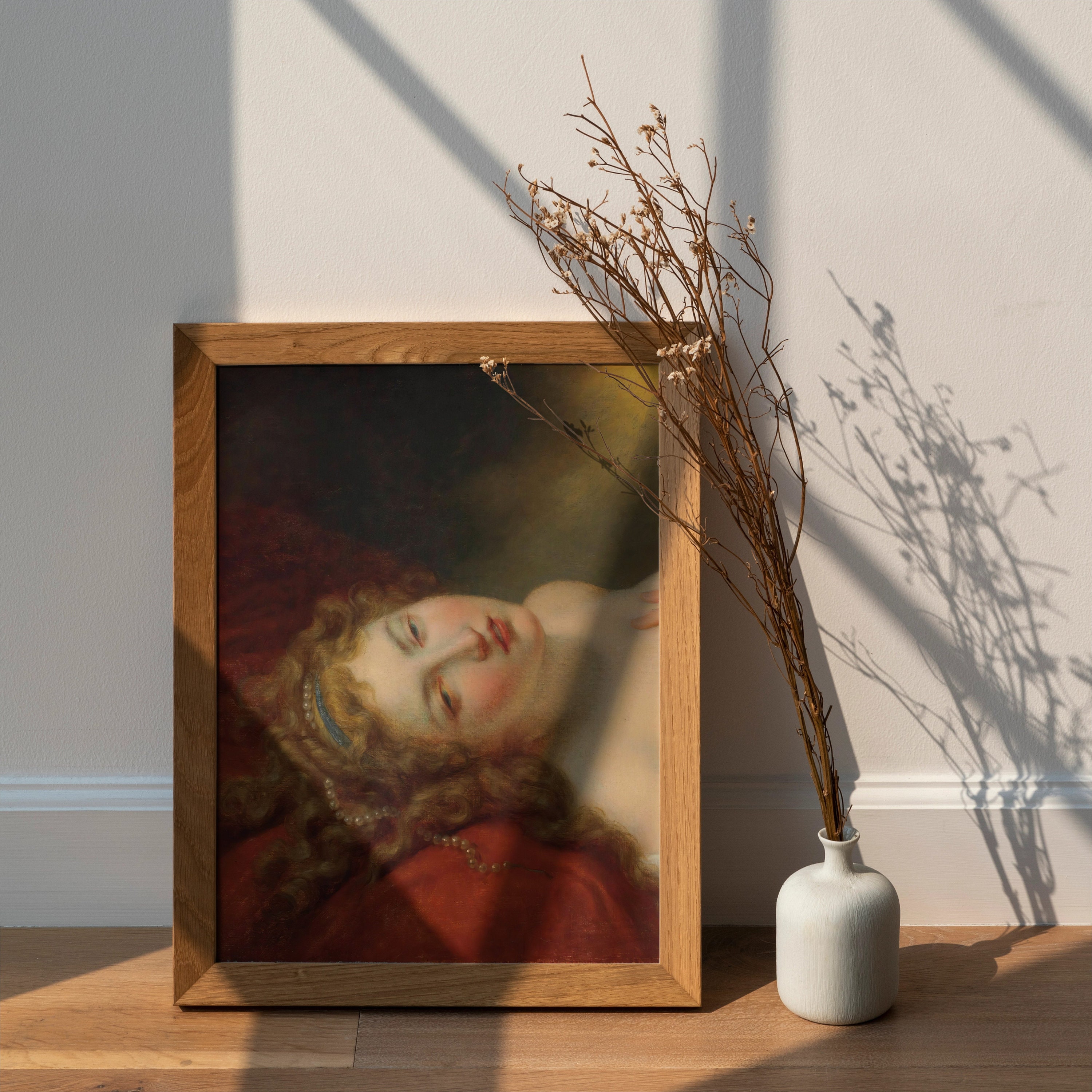 Print of Beautiful Greek Woman Reclining in Red Blanket - Victorian Era ...