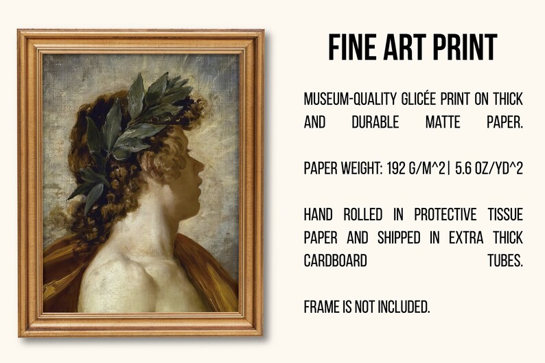 Antique Greek Mythology God Apollo Oil Painting Print - Classical Fine ...