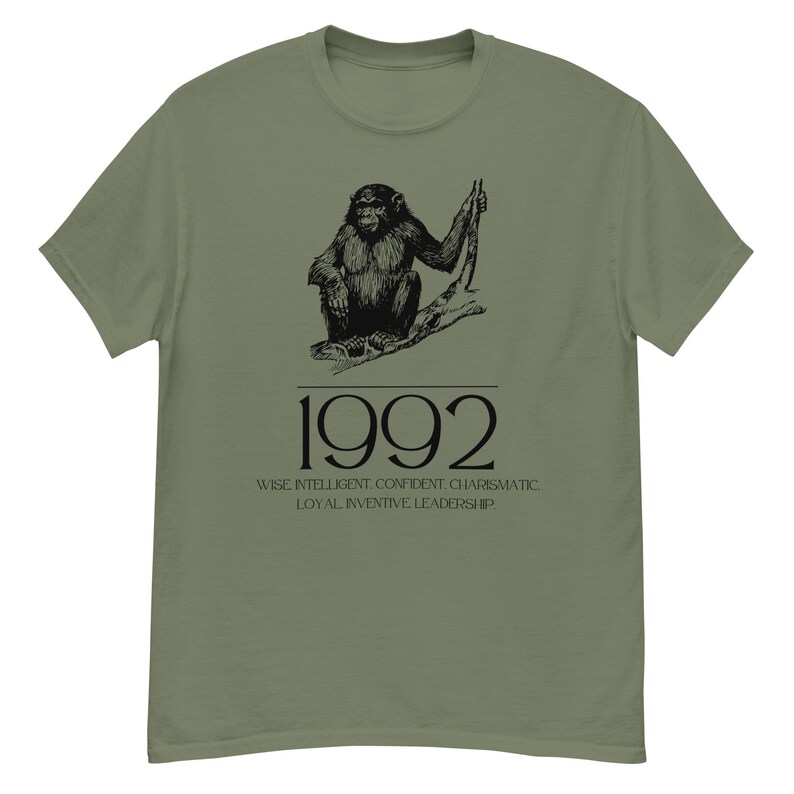 1992 monkey on Branch Zodiac Sign Birthday Men's Classic Tee - Etsy