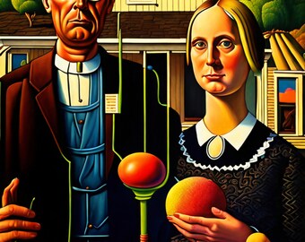 American Gothic Printable Digital Print // Grant Wood High Res Image ...