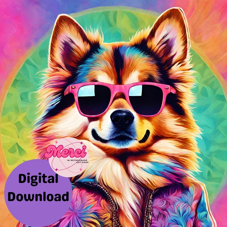 Psychedelic Dog Digital Download Printable Wall Artwall Art Space Wall ...