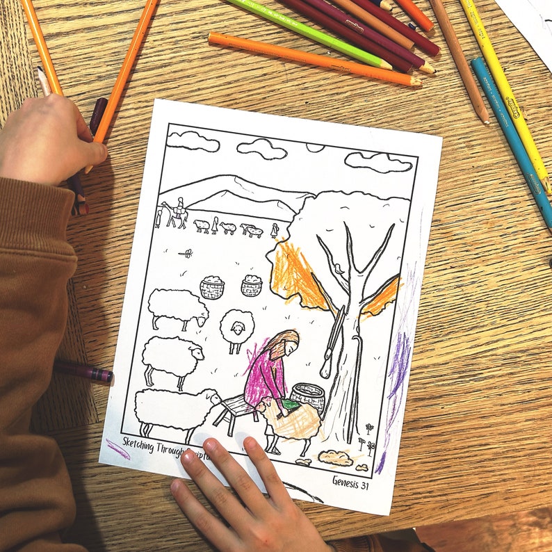 Genesis 31 Jacob Flees Laban Story Bible Coloring Page PDF for Bible ...