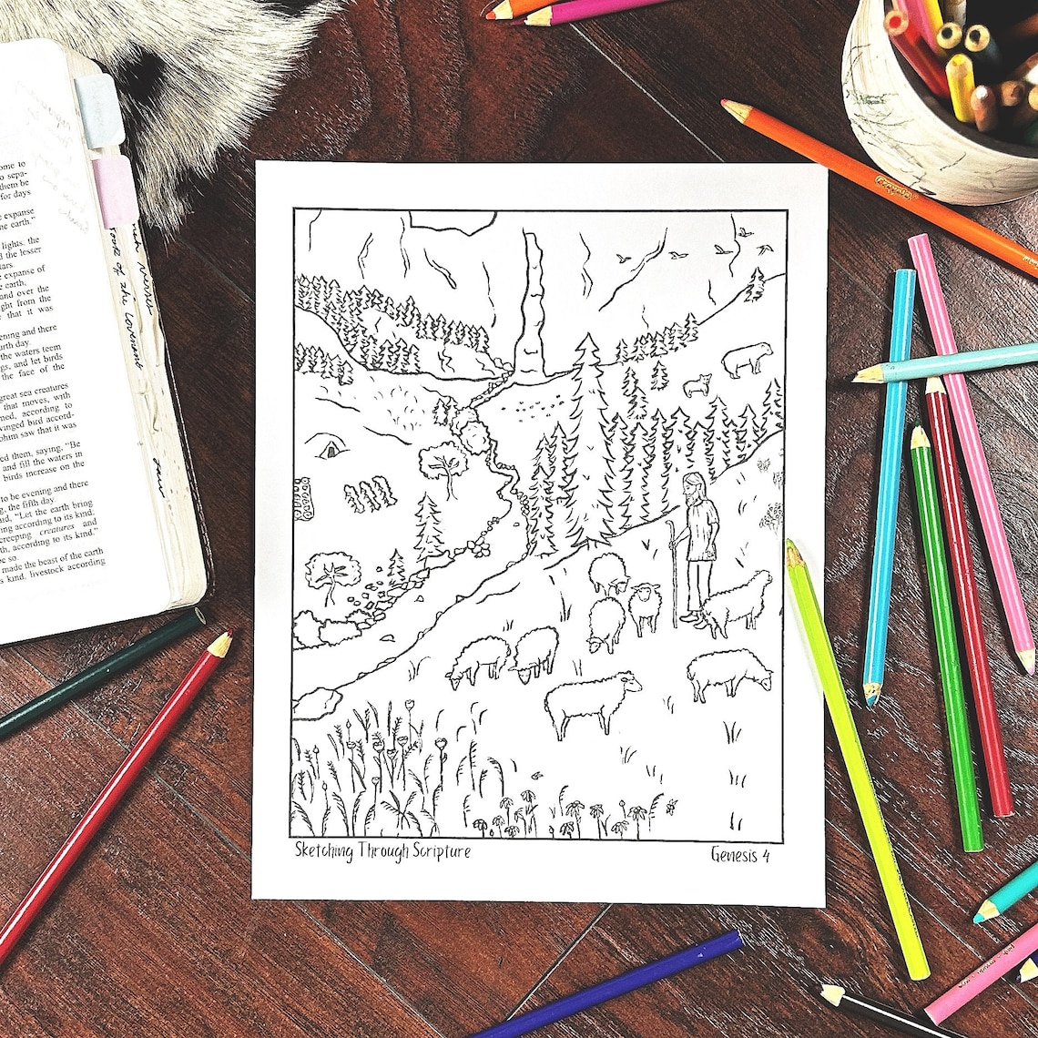 Genesis 4, 5, and 6 Coloring Sheets Printable Cain and Abel, Adam's ...