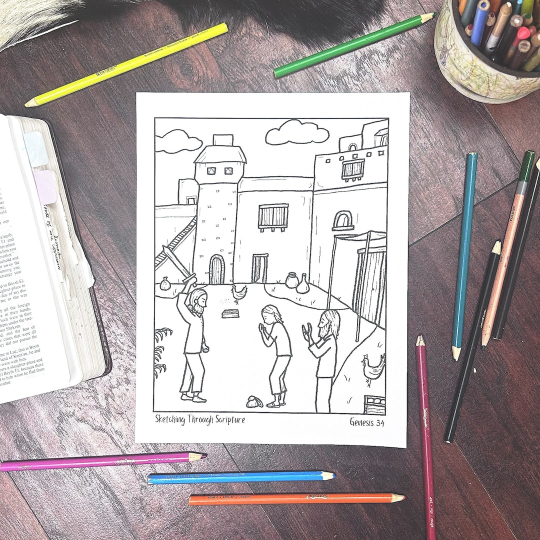 Genesis 34 Jacob's Sons Avenge Dinah Story Bible Coloring Page PDF for ...