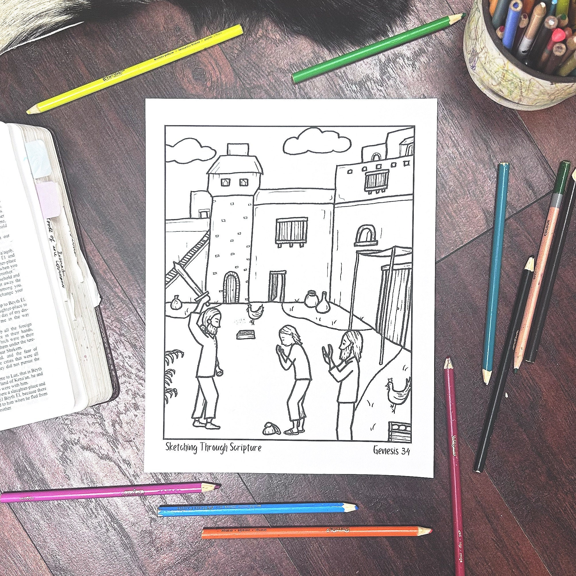 Genesis 34 Jacob's Sons Avenge Dinah Story Bible Coloring Page PDF for ...