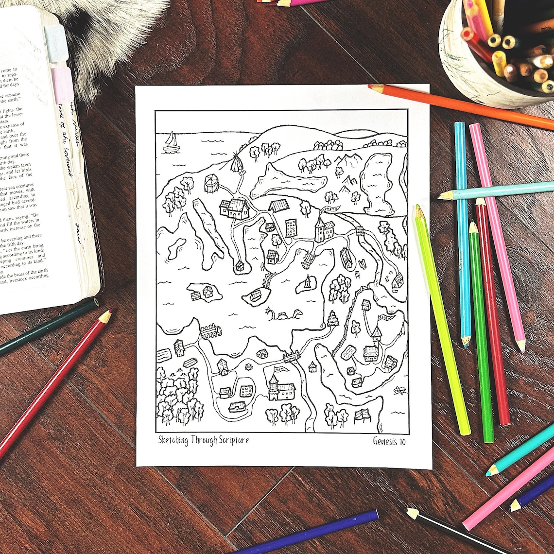 Genesis 10 Noah's Descendants Map Story Bible Coloring Page Printable ...