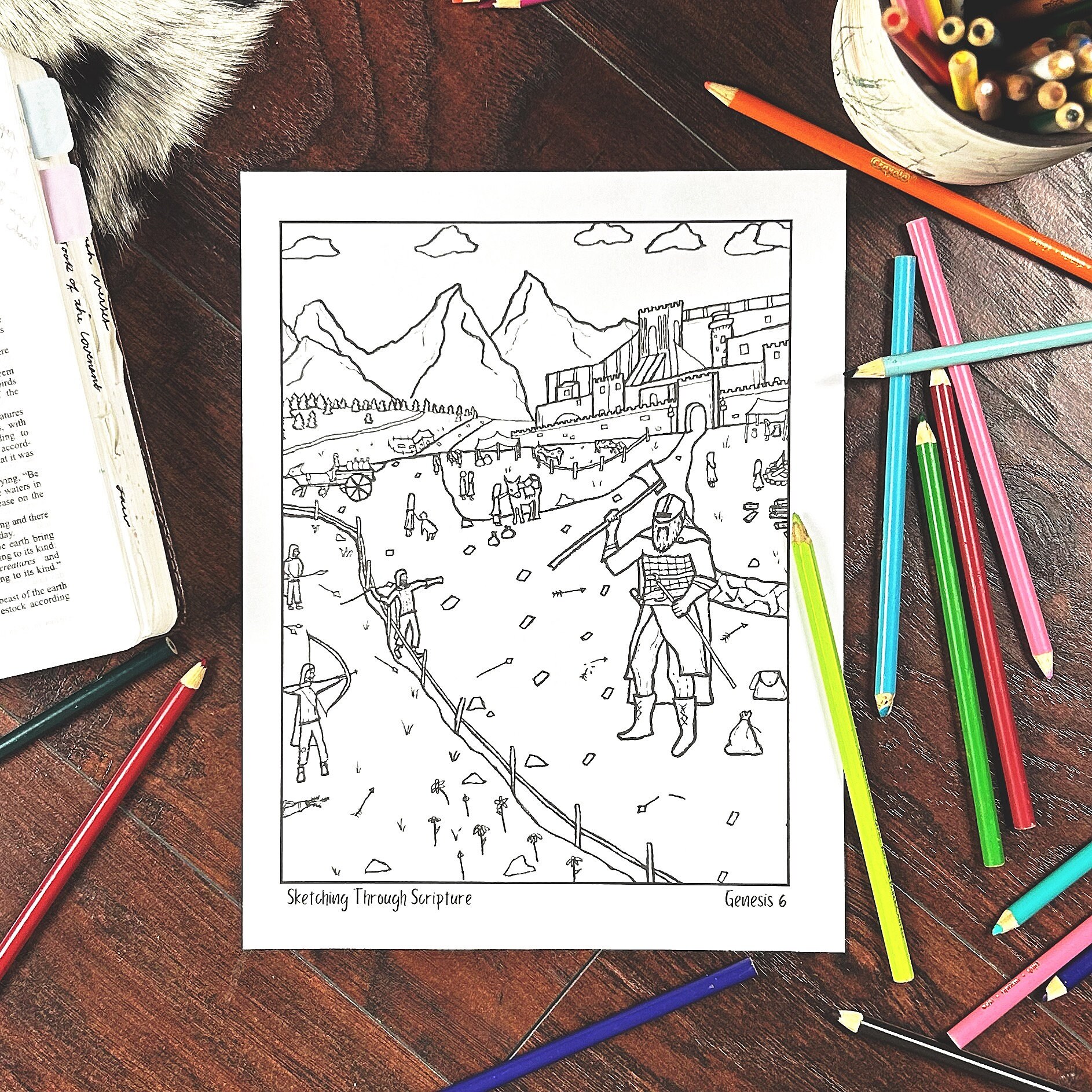Genesis 5, 6 and 7 Bible Story Coloring Pages Printable: Adam's ...