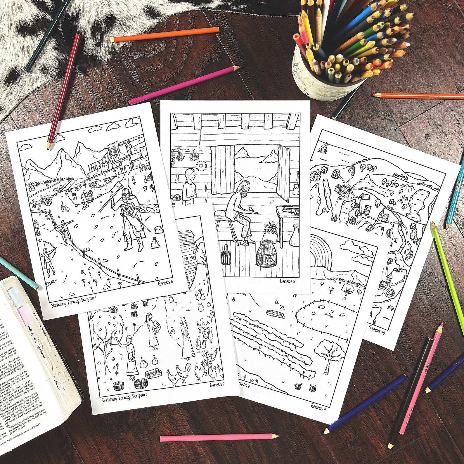 Genesis 1-10 Kids Bible Coloring Pages Printable | Creation Through ...