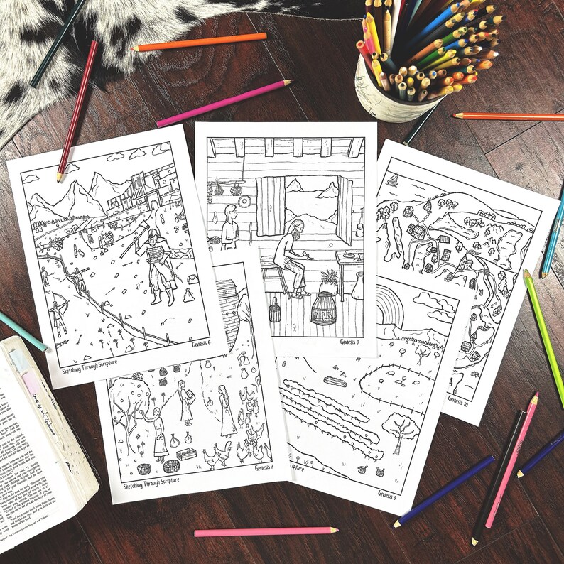 Genesis 1-10 Kids Bible Coloring Pages Printable | Creation Through ...