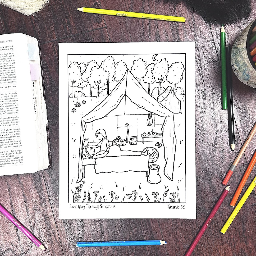 Genesis 35 Rachel's Hard Labor Story Bible Coloring Page PDF for Bible ...