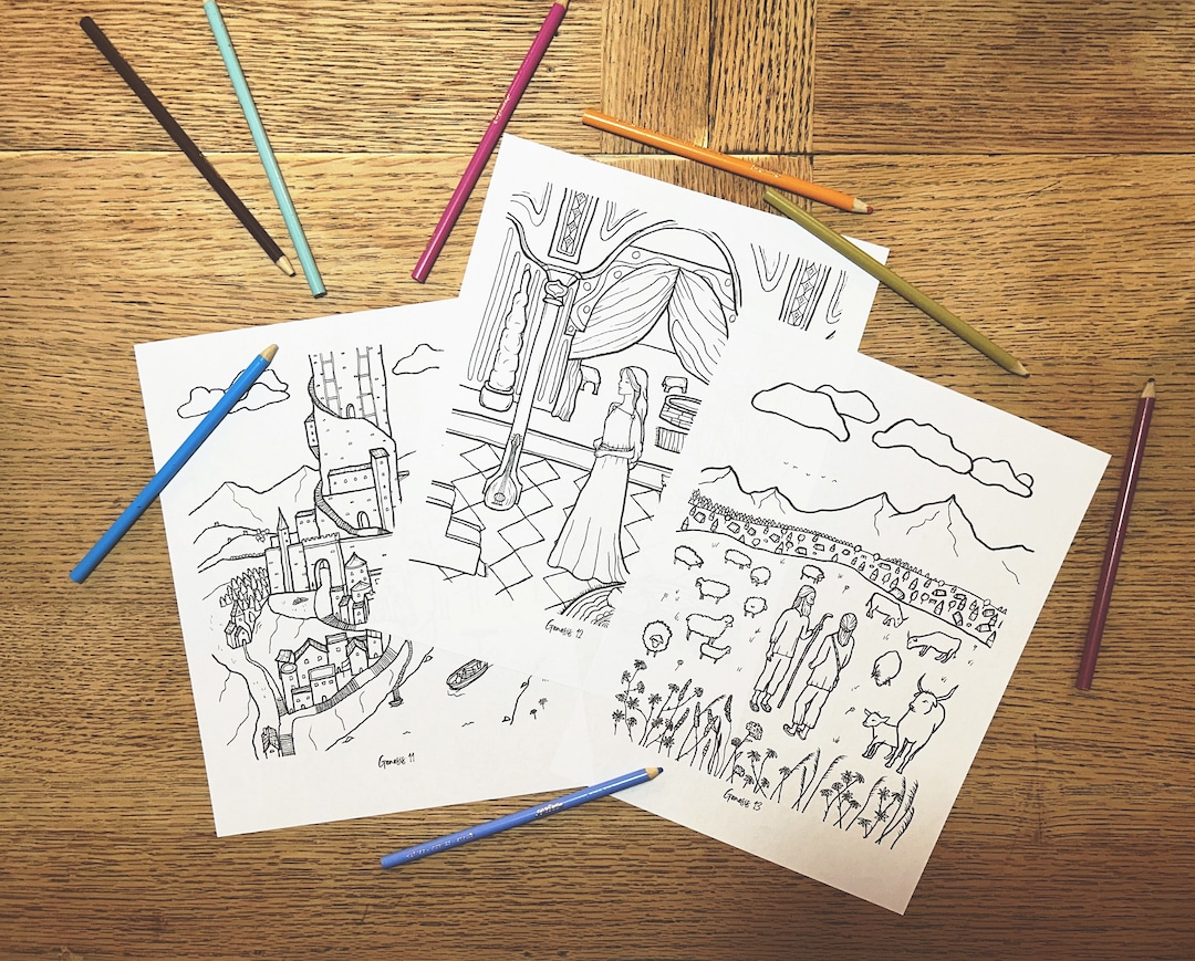 Genesis 11, 12, 13 Bible Story Coloring Pages PDF: Tower of Babel ...