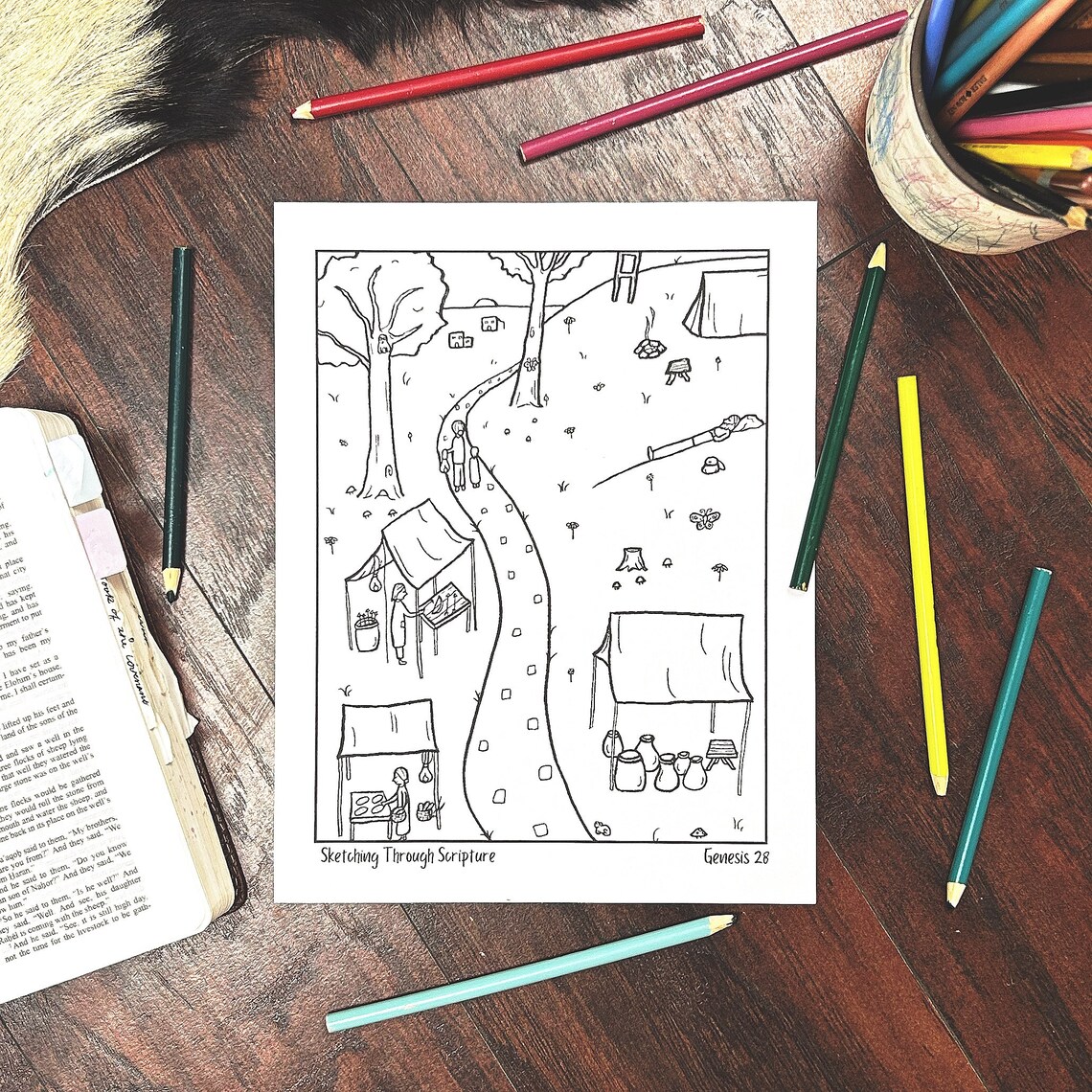 Genesis 28 Jacob's Ladder Dream Story Bible Coloring Page PDF for Bible ...