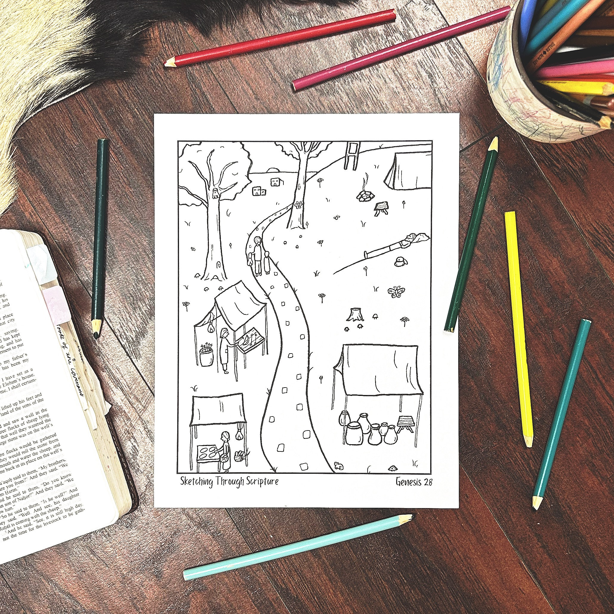 Genesis 28 Jacob's Ladder Dream Story Bible Coloring Page PDF for Bible ...