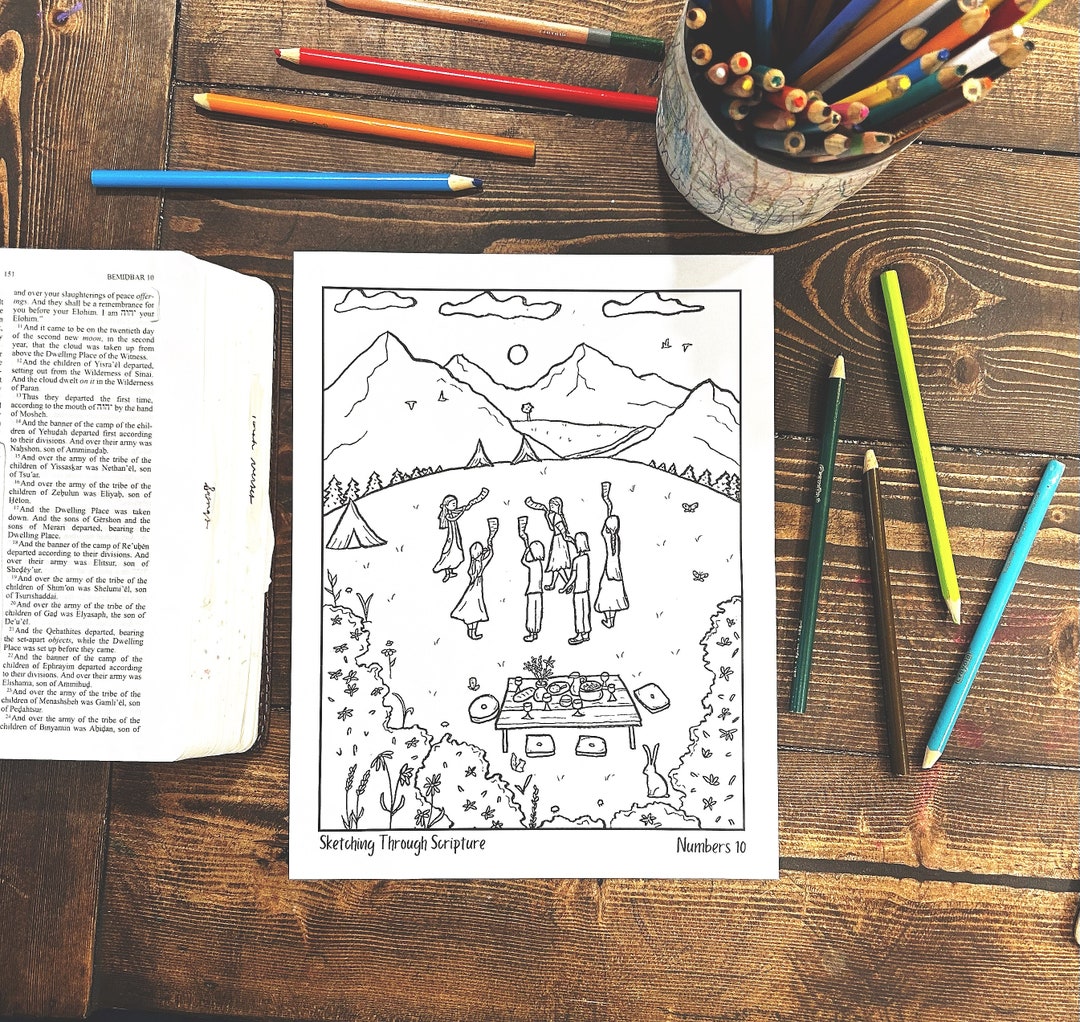 Numbers 10 Feast of Trumpets Story Bible Coloring Page PDF for Bible ...