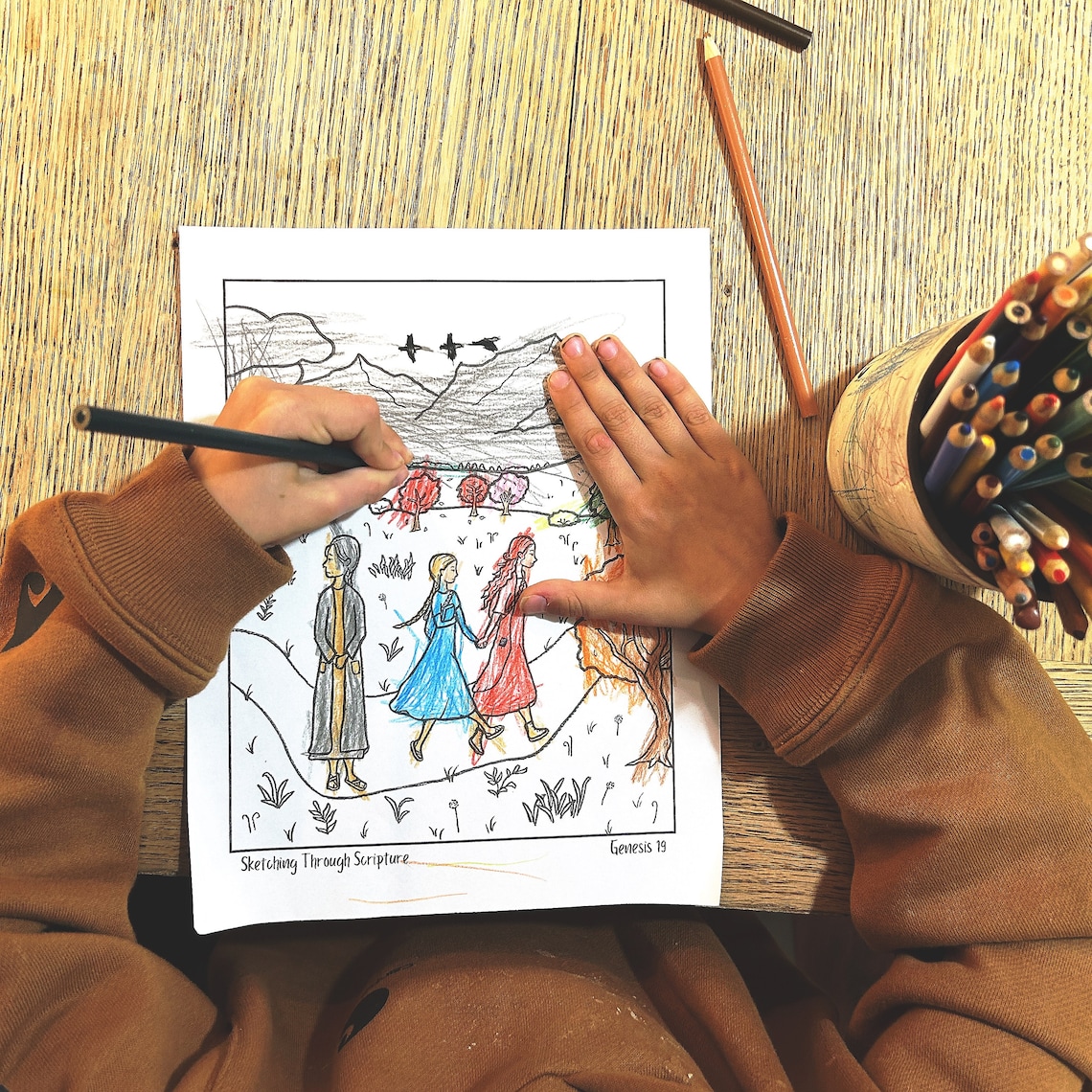 Genesis 19 Lot's Wife Looks Back Story Bible Coloring Page Printable ...