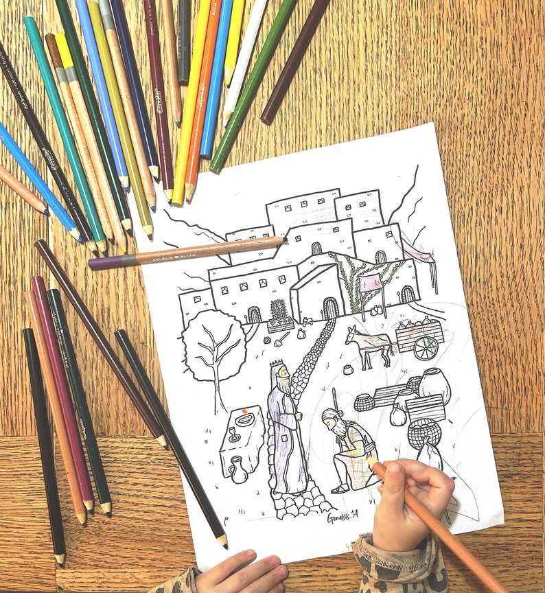 Genesis 14, 15 and 16 Bible Coloring Pages PDF: Melchizedek Blesses ...