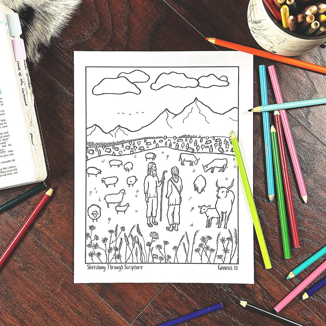 Genesis 13 Abram and Lot Story Bible Coloring Page Printable for Torah ...