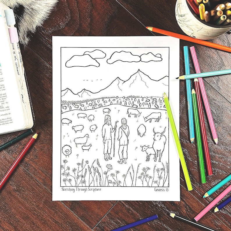 Genesis 13 Abram and Lot Story Bible Coloring Page Printable for Torah ...