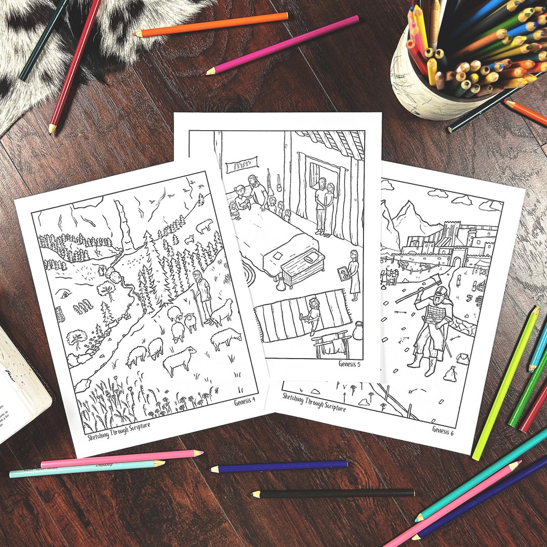 Genesis 4, 5, and 6 Coloring Sheets Printable Cain and Abel, Adam's ...