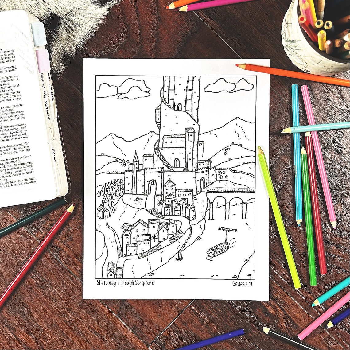 Genesis 11 Tower of Babel Kids Story Bible Coloring Page Printable for ...