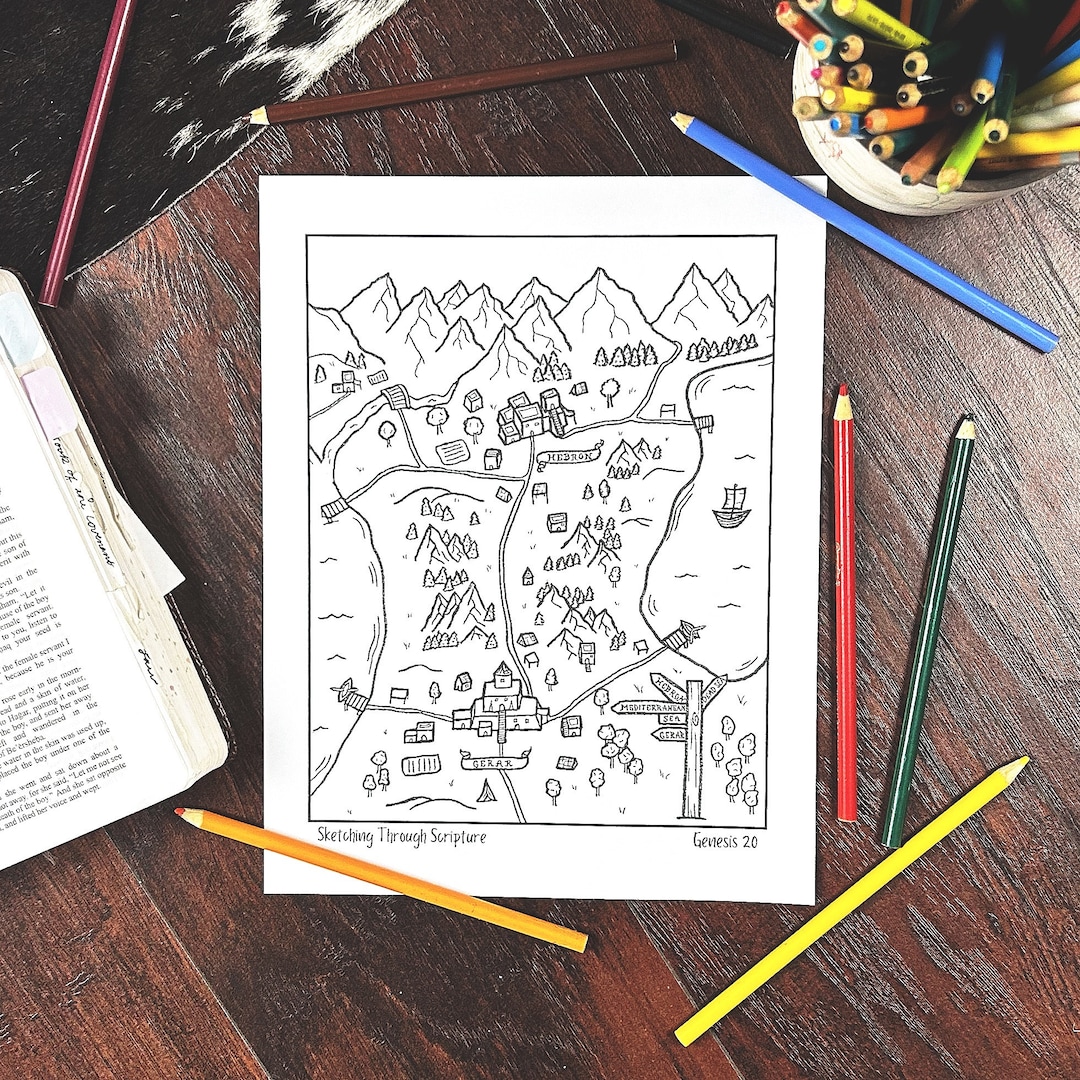 Genesis 20 Journey of Abraham Map Story Bible Coloring Page Printable ...