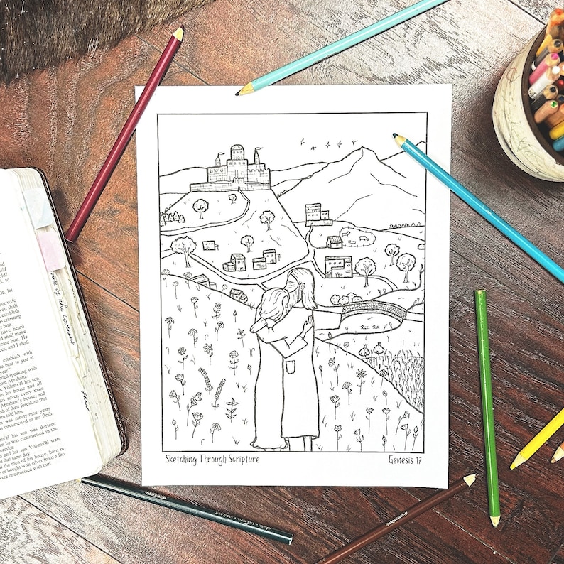 Genesis 15 16 and 17 Bible Coloring Pages PDF: God's Covenant With Abram, Hagar at the Spring ...