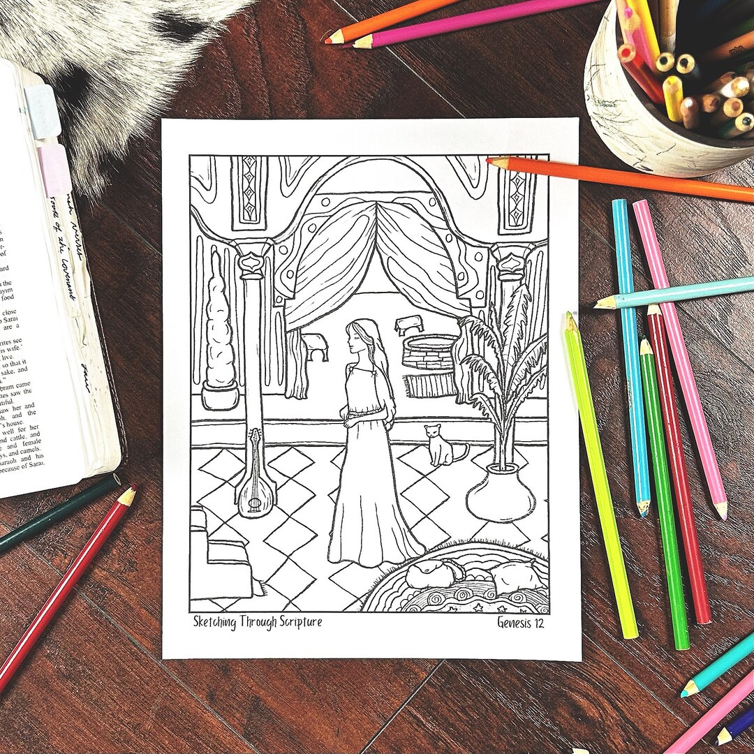 Genesis 12 Sarai Meets Pharaoh Story Bible Coloring Page Printable for ...