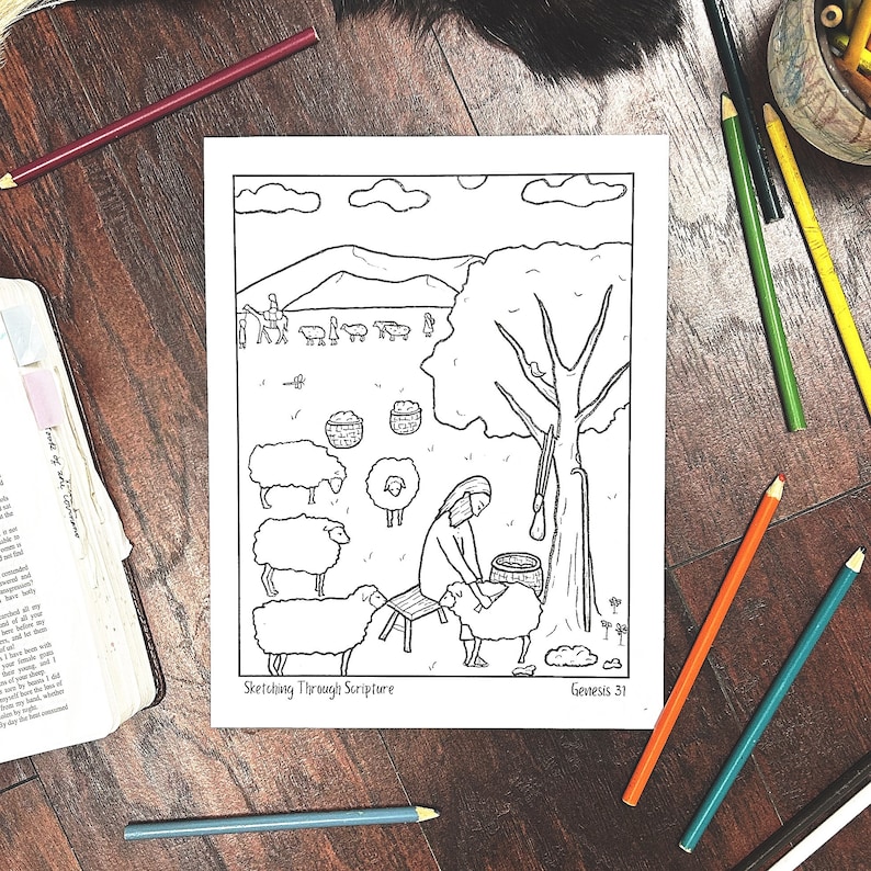 Genesis 31 Jacob Flees Laban Story Bible Coloring Page PDF for Bible ...