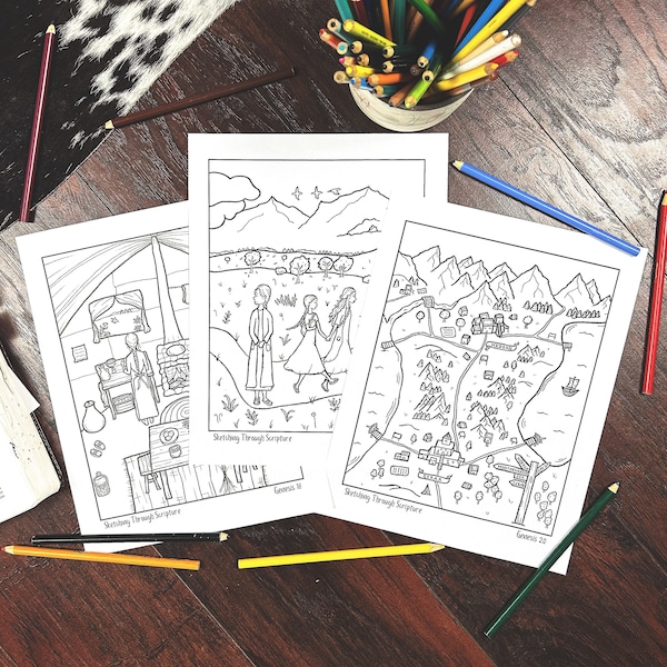 Bible Lesson Coloring Pages - Etsy