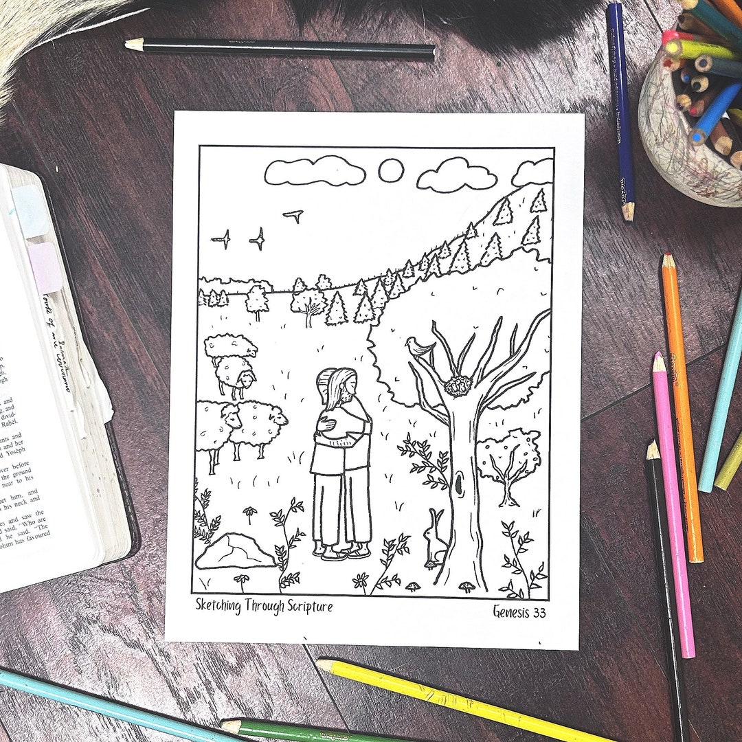 Genesis 33 Jacob and Esau Meet Story Bible Coloring Page PDF for Bible ...