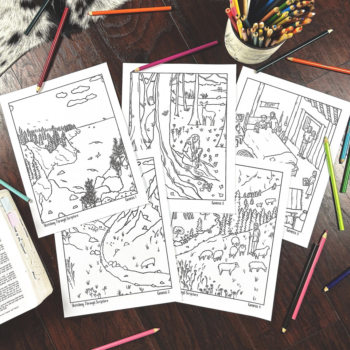 Genesis 1-10 Kids Bible Coloring Pages Printable | Creation Through ...