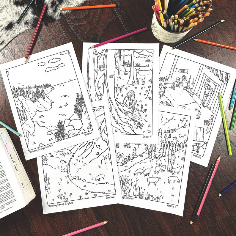 Genesis 1-10 Kids Bible Coloring Pages Printable | Creation Through ...